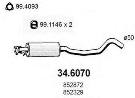 Средняя часть глушителя, 346070 ASSO 34.6070