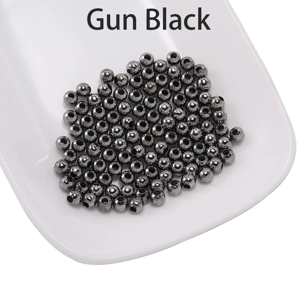 Металлические бусины AGCFABS золотого цвета Черный, 4.0mm x 200 pcs, Gun Black