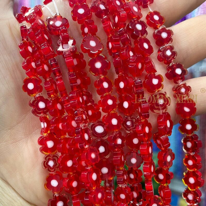 Луоман Сиари стеклянные бусины 4/6/8 мм оранжевый цветок Красный, 5-6mm 27-29pcs, type9