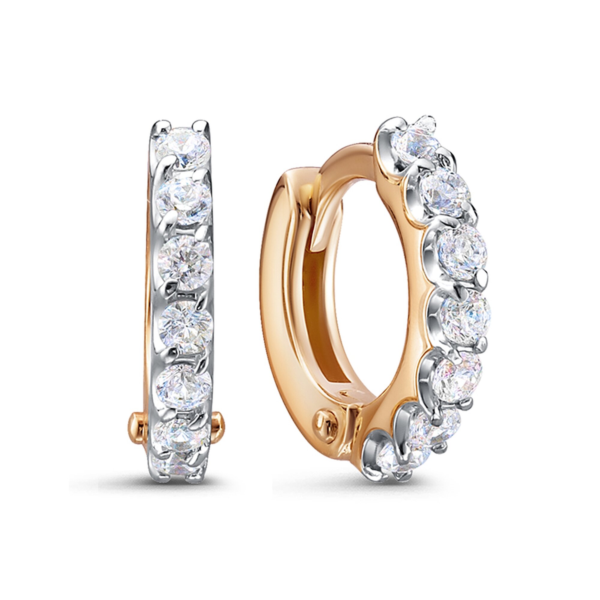 Серьги, красное золото, 585 проба, фианит