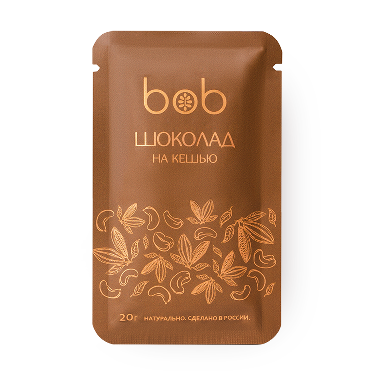 Шоколадная плитка Bob с жареным кешью, натурально, 20 г, 1 шт