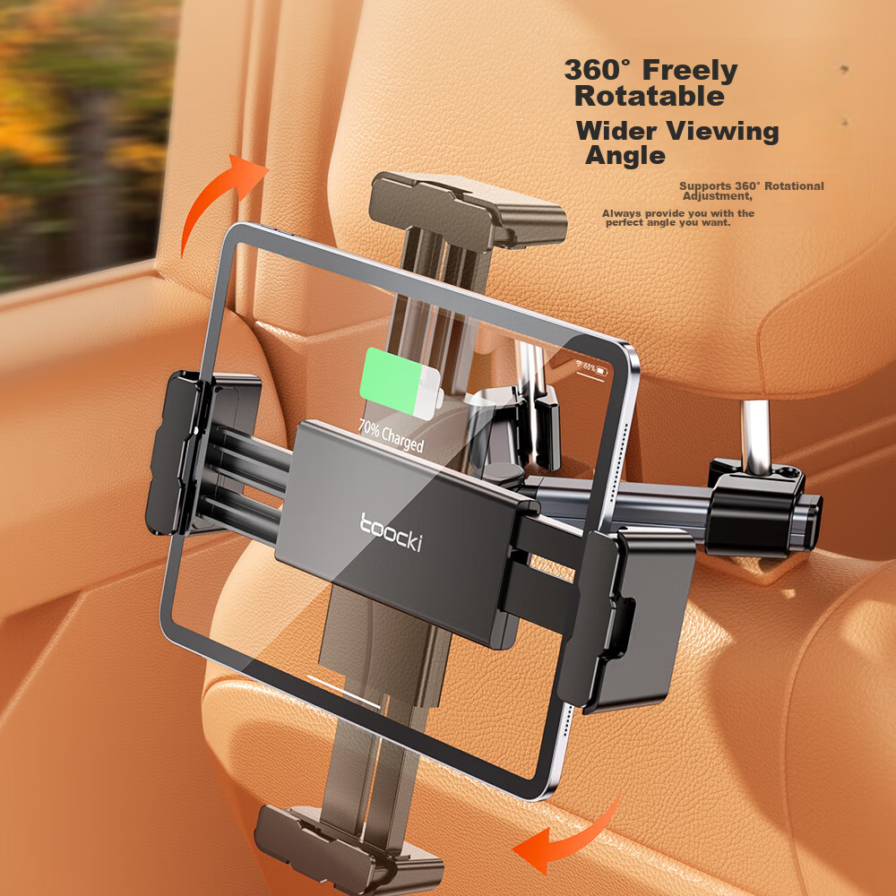 Toocki Car Tablet Holder, Rear Seat Car Backseat IPad Computer Extendable Folding Fixed In-Car Phone Stand
