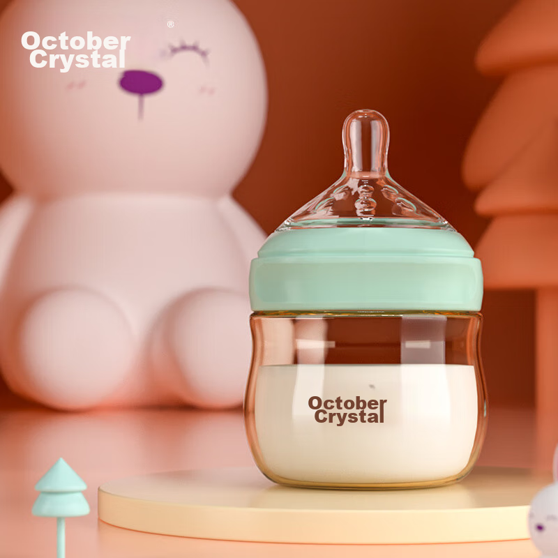 October Jiejing Wide-Neck Baby Bottle, Shatterproof PPSU 90ml with Size S Silicone Nipple (Suitable for 1-3 Months)