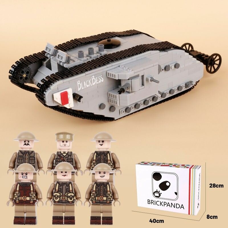 Конструктор MOC Британский Танкист Первой Мировой с Танком Mark IV 1:35 852 Деталей Коллекционная Модель из ABS Совместим с BrickArms (2258217481)