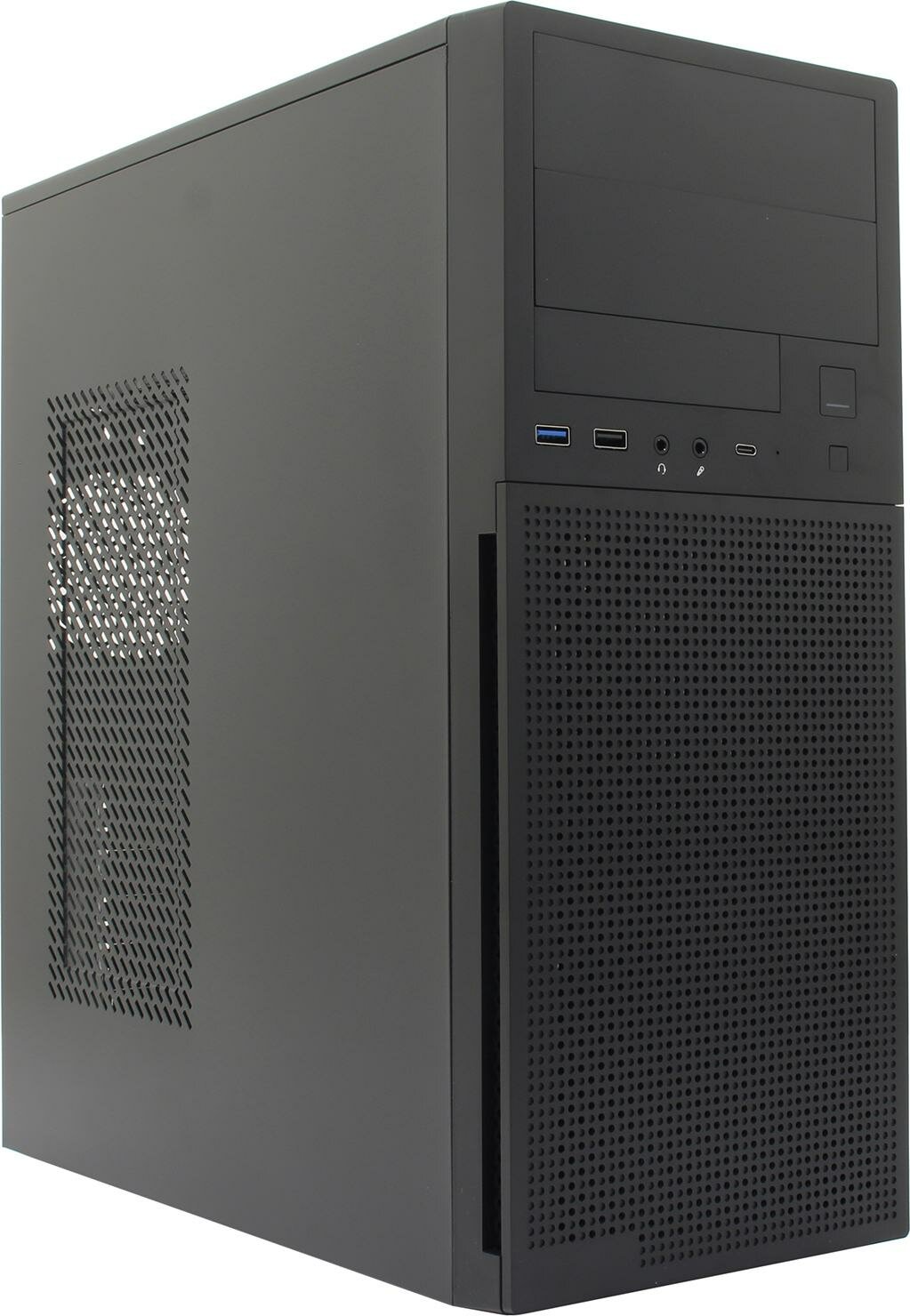 Корпус для ПК Zircon ZN-216-450W (Черный Midi-Tower БП 450Вт, ATX, Micro-ATX, Mini-ITX VGA 310мм CPU 140мм1*USB3.0, 1*USB2.0,1*USB Type-C, Audio)