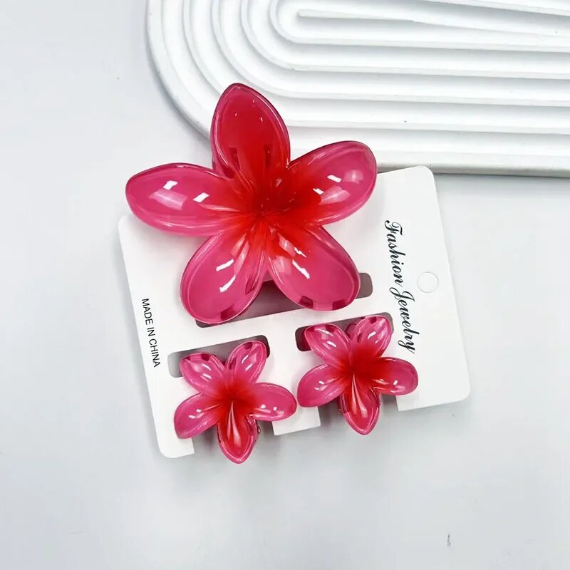 3 шт./компл, заколки для волос с гавайским градиентом, цветочные когти для волос, женские маленькие размеры, модные головные уборы, шпилька, заколка в виде краба, аксессуары для волос, Розовый, Женский YZ