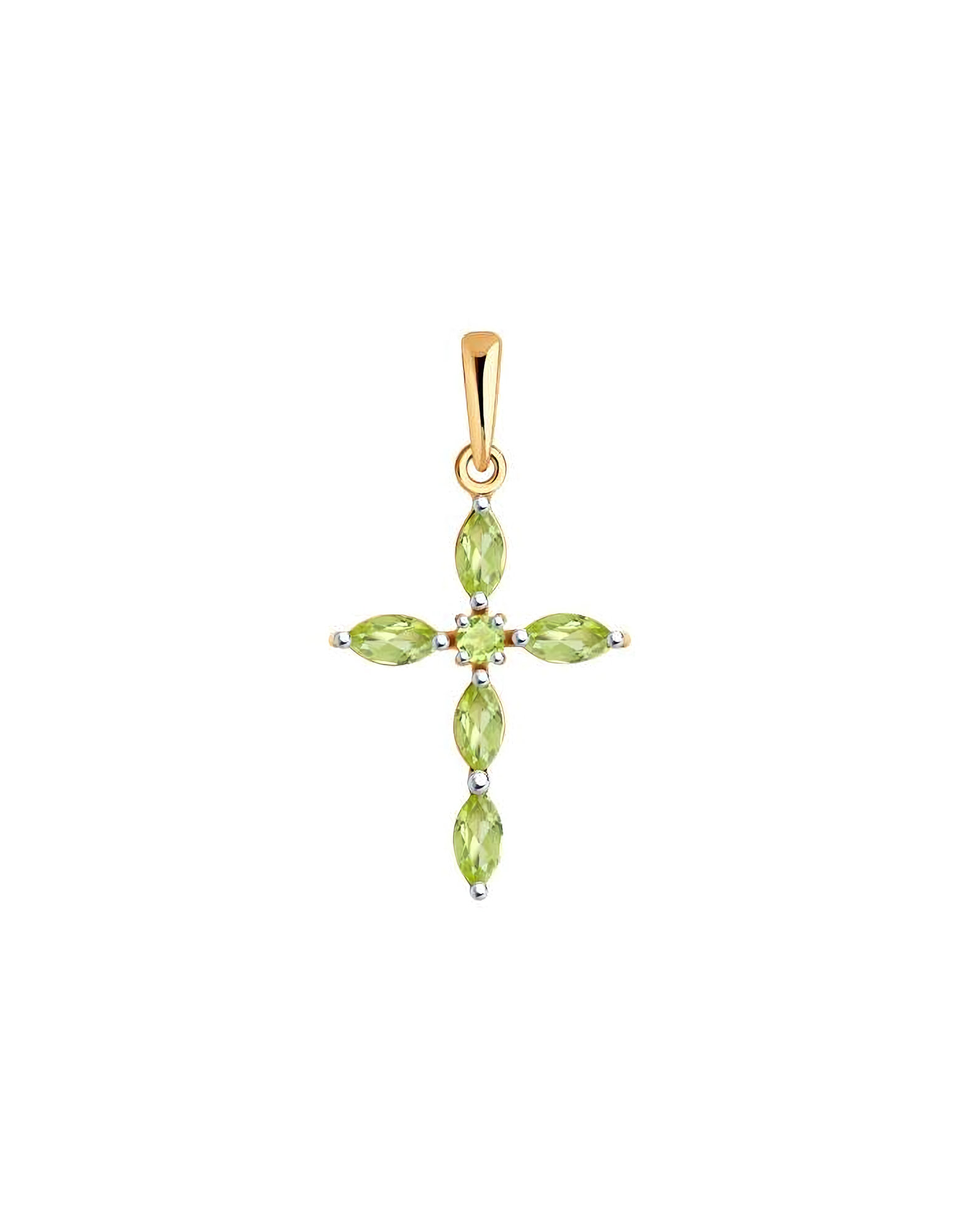 Подвеска, красное золото, 585 проба, хризолит