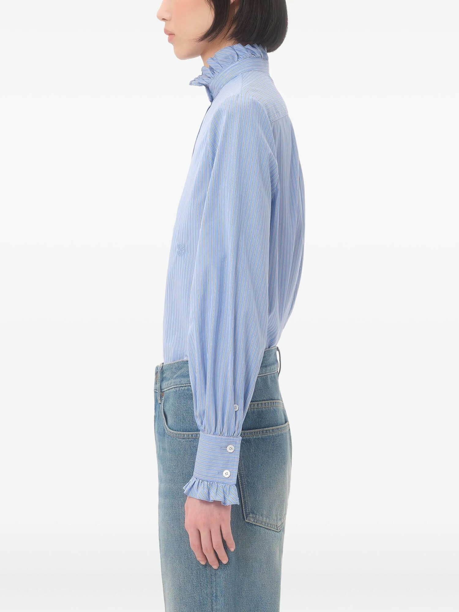 Рубашка Valentino Striped poplin shirt, размер 44, синий — фото 1