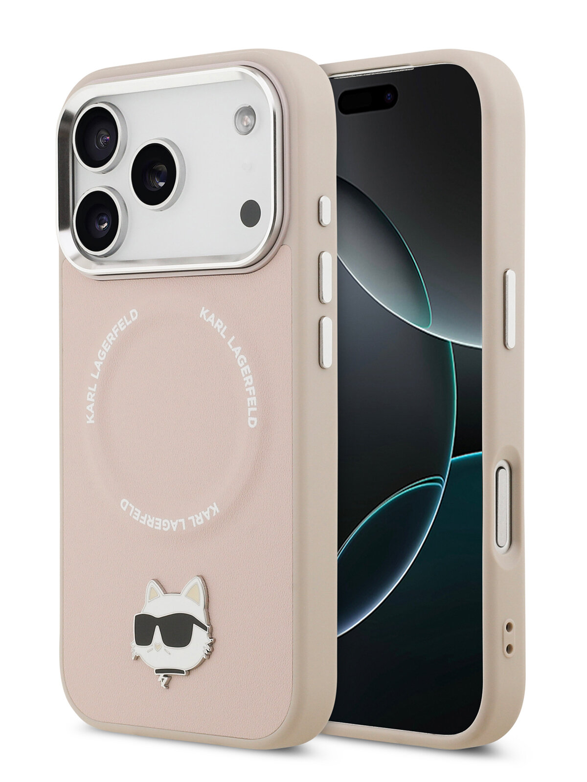 Чехол Karl Lagerfeld на iPhone 17 Pro, с функцией MagSafe, из экокожи PU leather, розовый