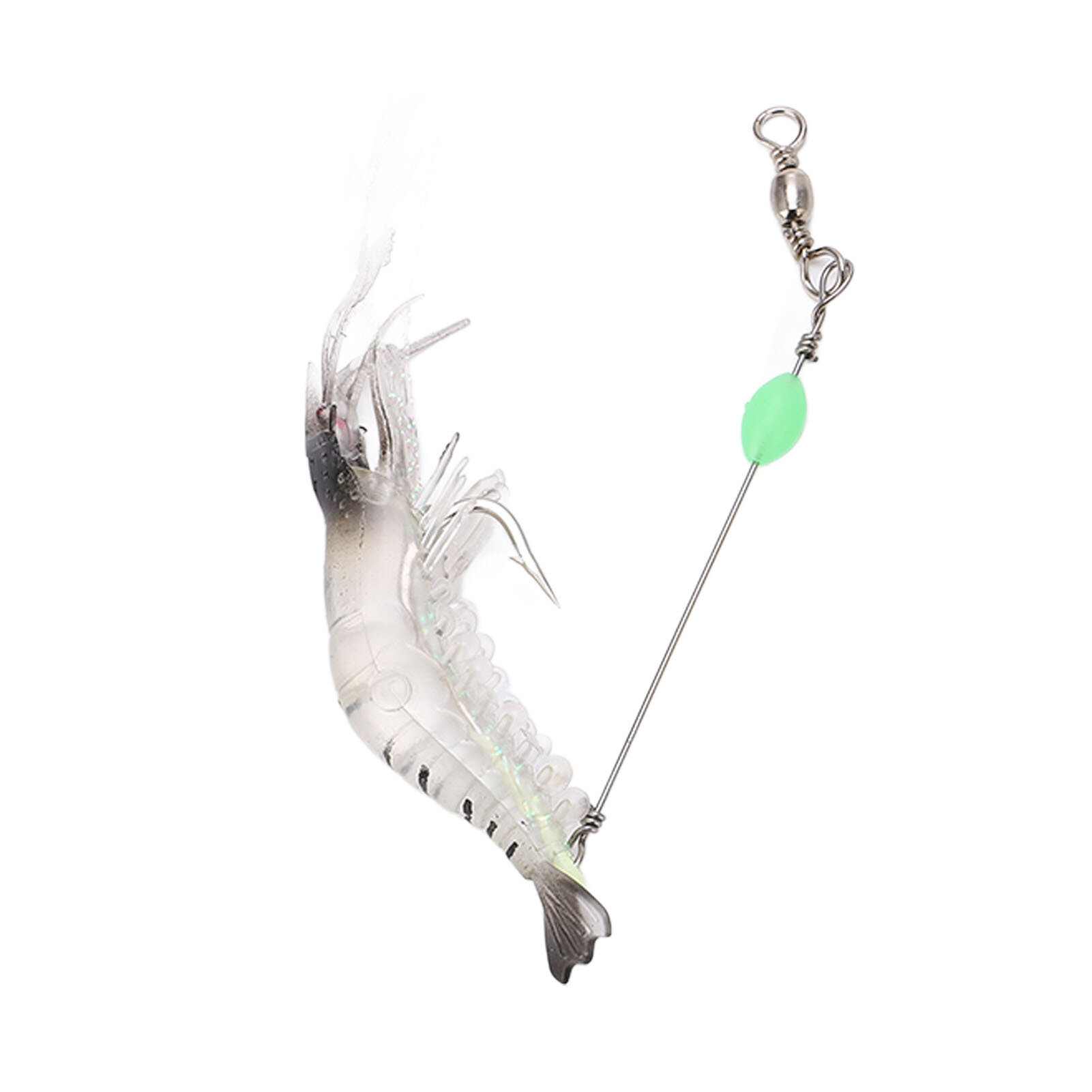 6 шт. светящиеся искусственные деревянные креветки, мягкие силиконовые приманки, искусственные приманки с вертлюжным крючком из бисера