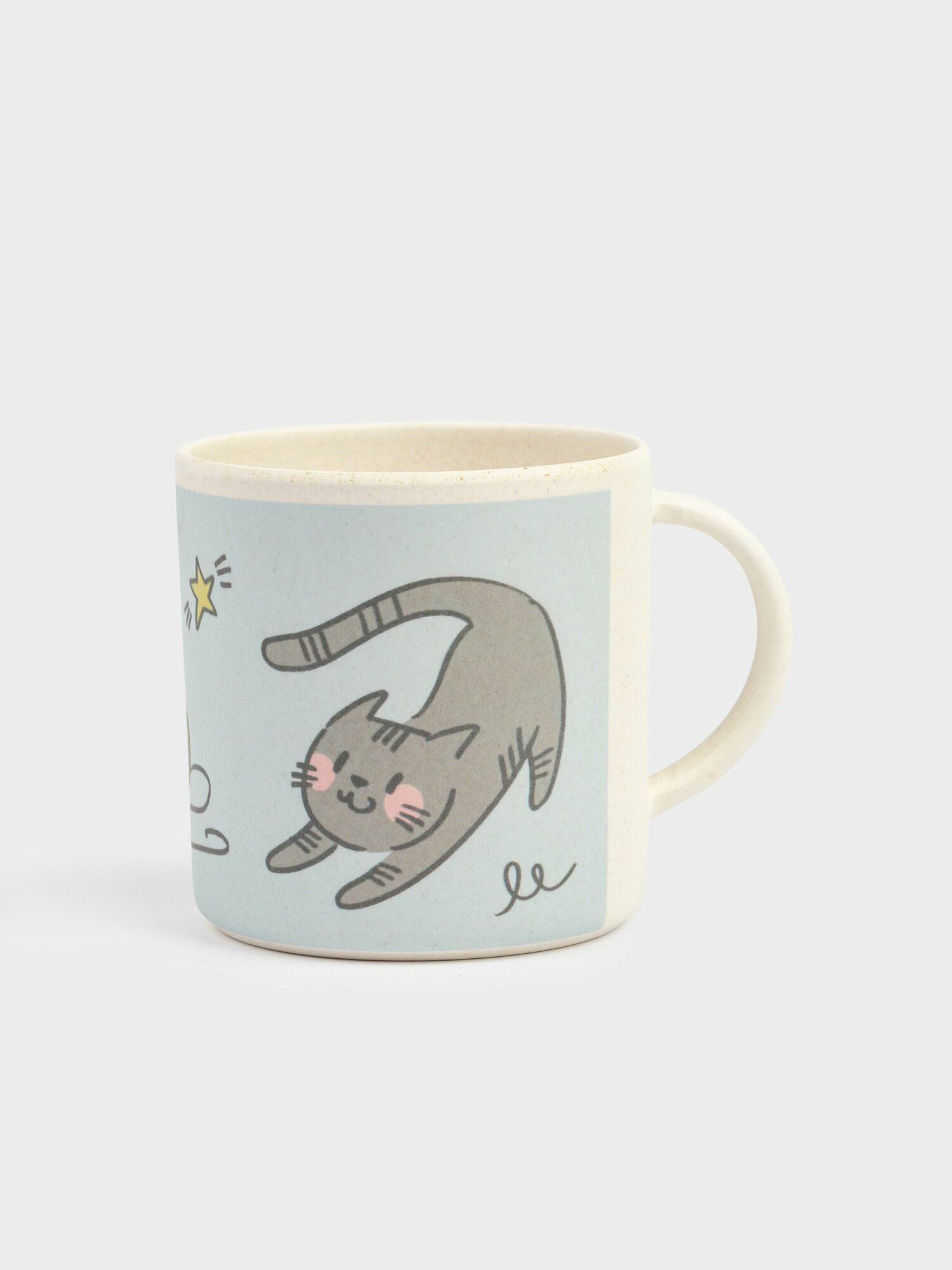 Кружка, детская, 350 мл, бамбук, голубая, Коты, Pretty friends