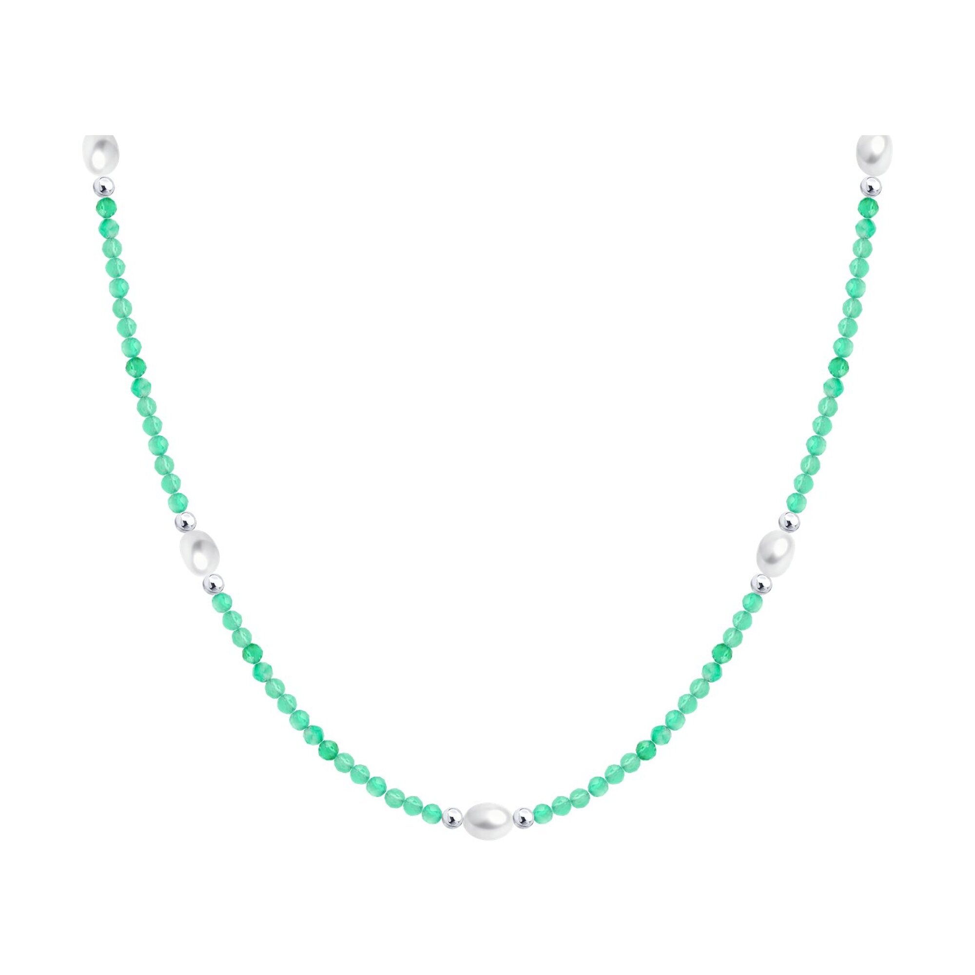 Колье, серебро, 925 проба, родирование, агат, жемчуг