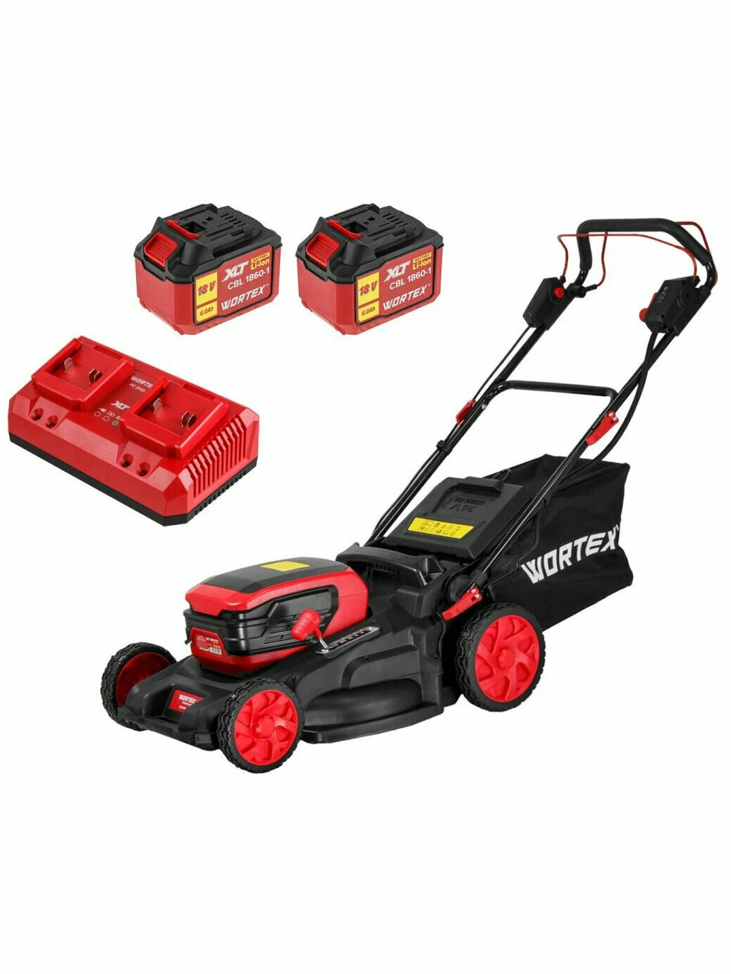 Газонокосилка аккумуляторная самоходная WORTEX CLM 4536-4 XLT SET (2334161)