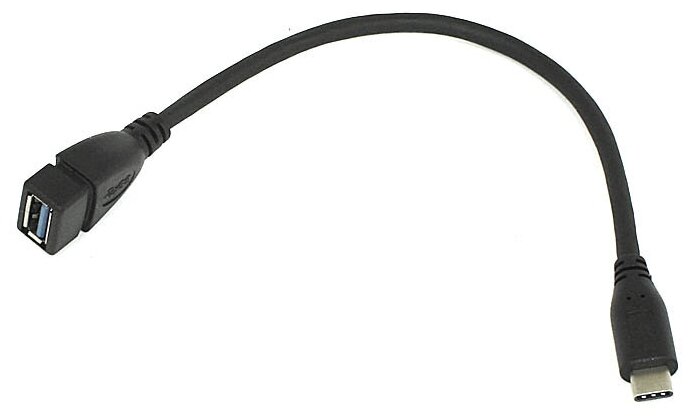 Переходник Type-C на USB 3.0 OTG кабель 25см черный