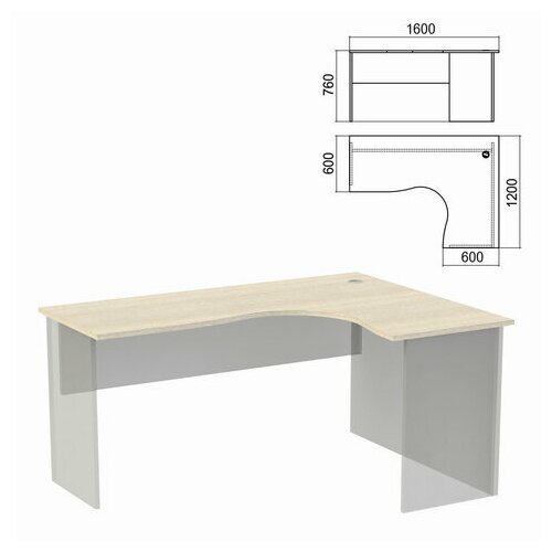 Стол компактный часть 1 "Арго", 1600х1200х760 мм, правый, ясень шимо