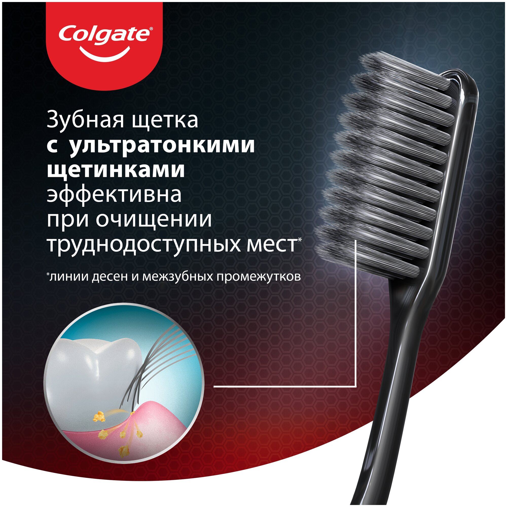 Зубная щетка Colgate Шелковые Нити с древесным углем для здоровья десен ...