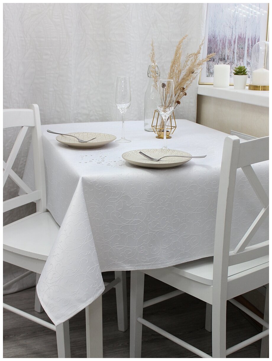 Скатерть на стол для кухни столовая квадратная, текстиль, хлопок/пэ, 148*148 см, 1 штука