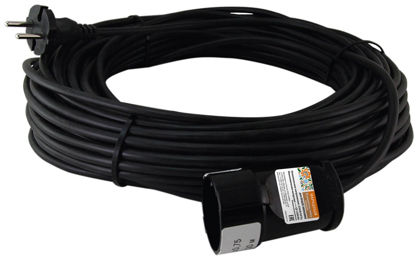 Удлинитель-шнур силовой народный У-11004 ПВС 1300 Вт б/з, 50м, штепс. гнездо TDM SQ1307-0205 (1 шт.)