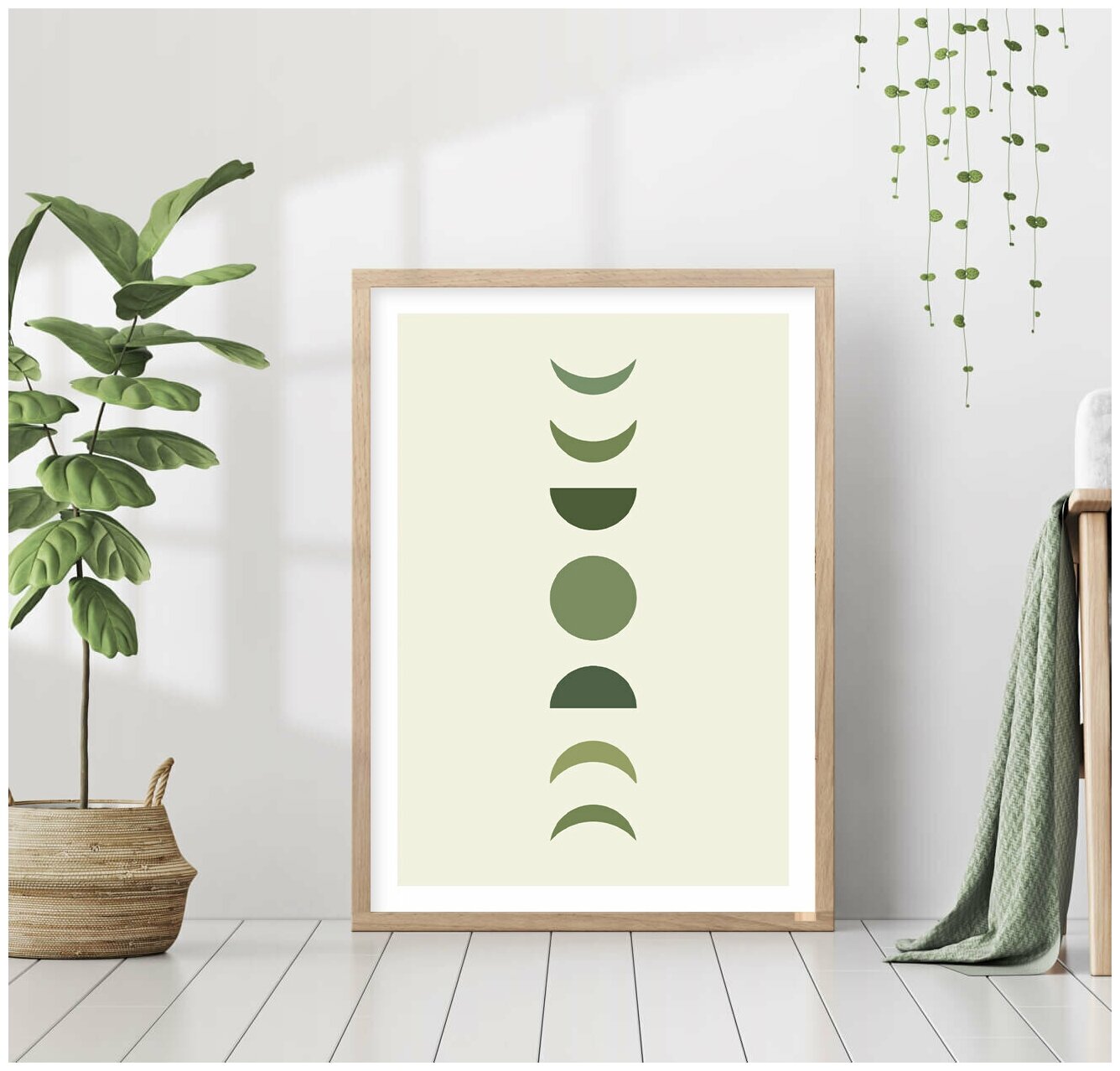 Постер "Фазы луны, рисунок" без рамы 40x50 см на стену для интерьера