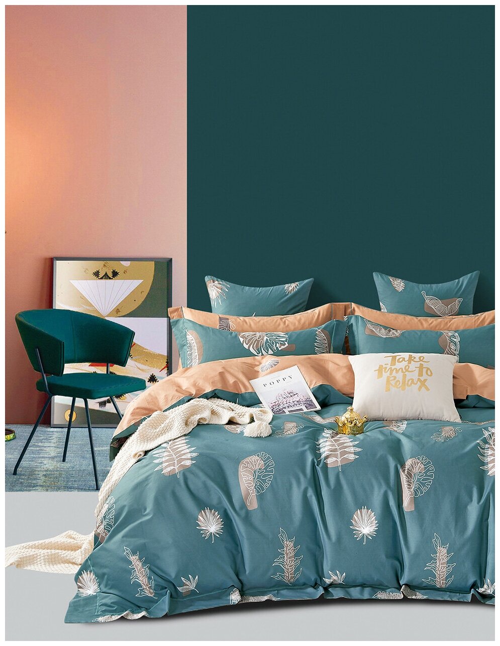 Сатиновые наволочки LS-070 Elin (бирюзовый), Комплект наволочек 70x70 (2шт) (с ушками)