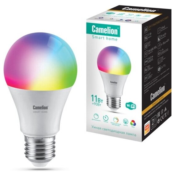 Умная светодиодная лампа Camelion 11W E27 A60 Wi-Fi