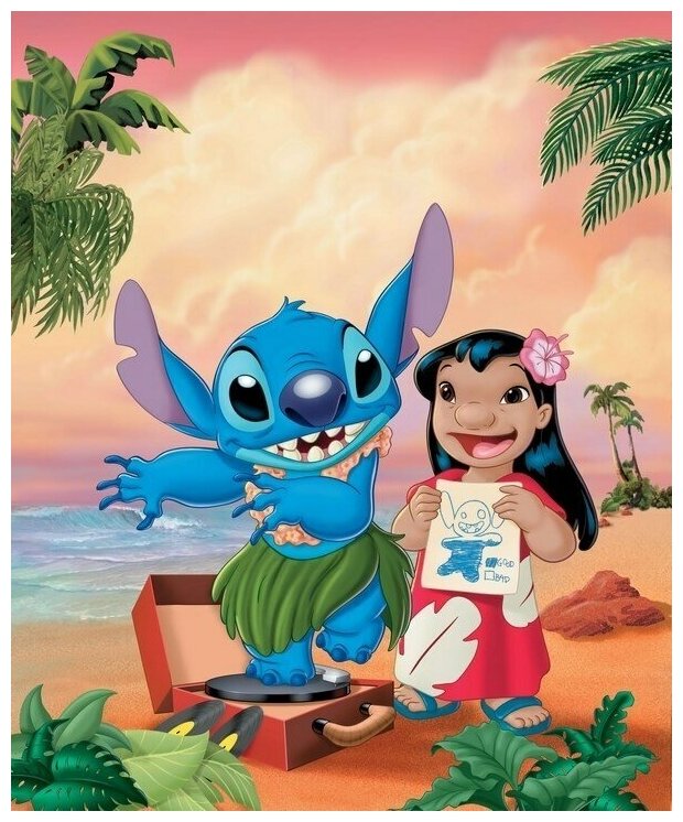 Плакат, постер Лило и Стич (Lilo & Stitch), Дин ДеБлуа, Крис Сандерс на бумаге, размер 21х30см
