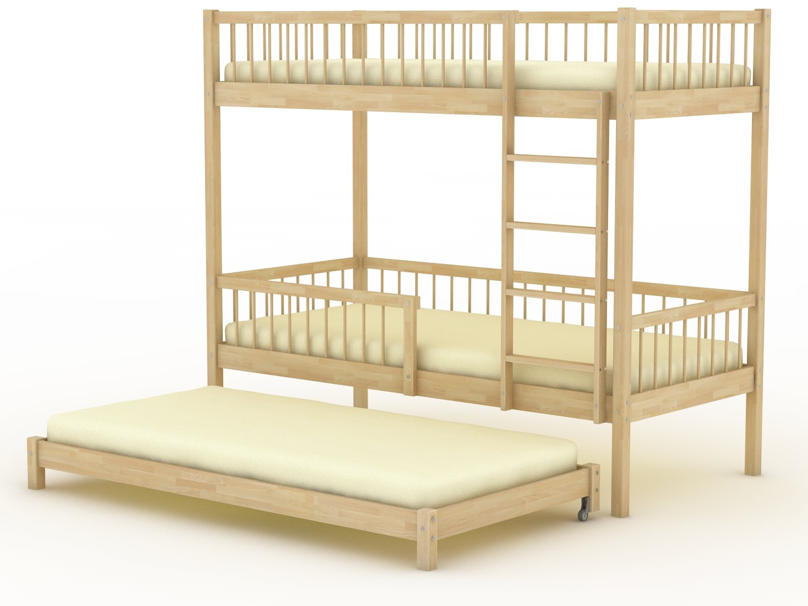 Трёхъярусная кровать "Берёзка 16П" без покрытия, 90x190 см, ORTMEX