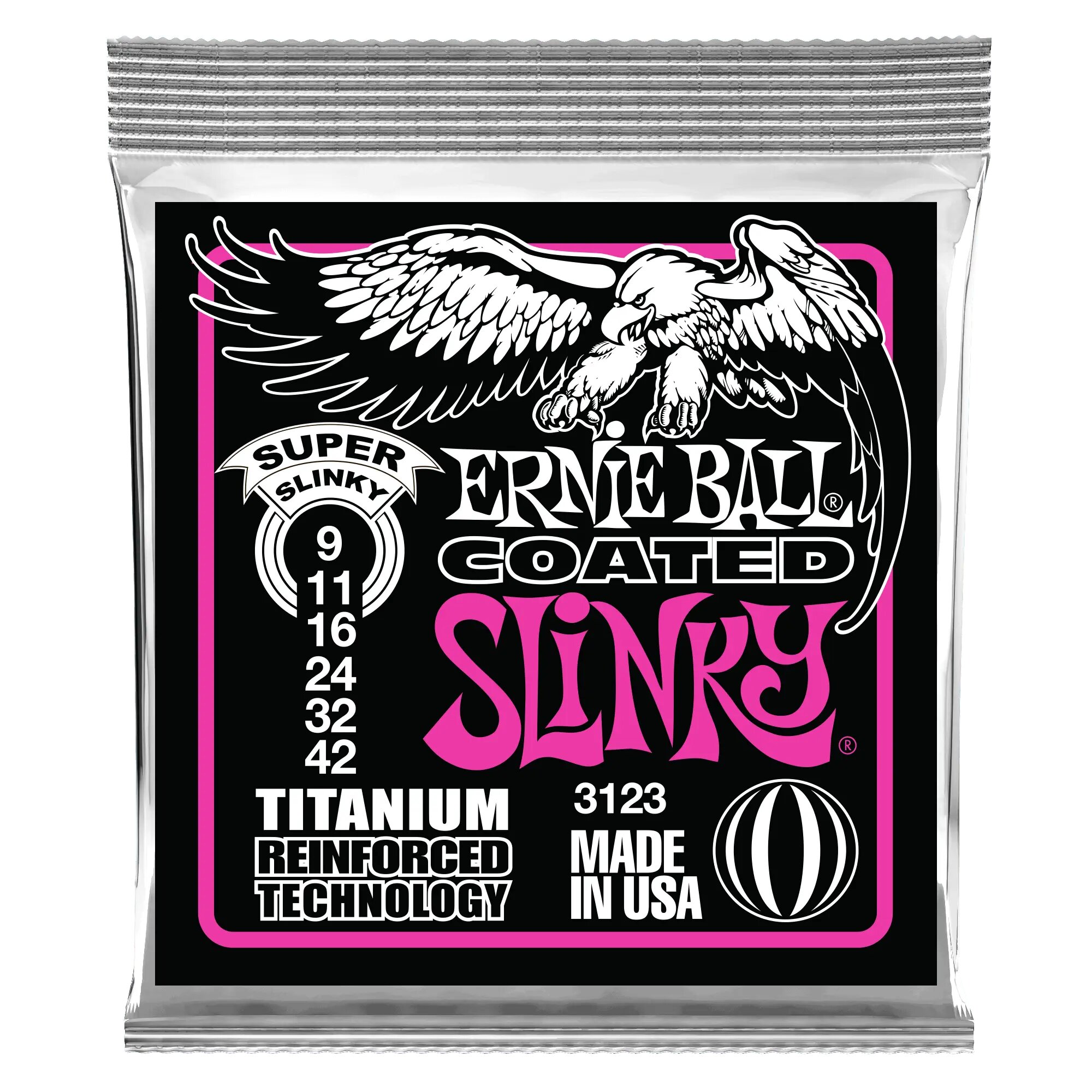 Струны для электрогитары, комплект из 6 струн, титановые, Ernie Ball 3123 9-42