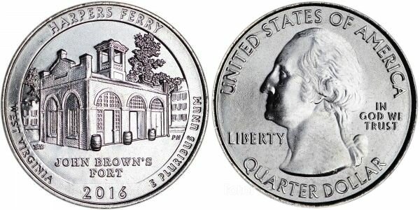 США 25 центов 2016 Квотеры Парки США 33 - Харперс Ферри