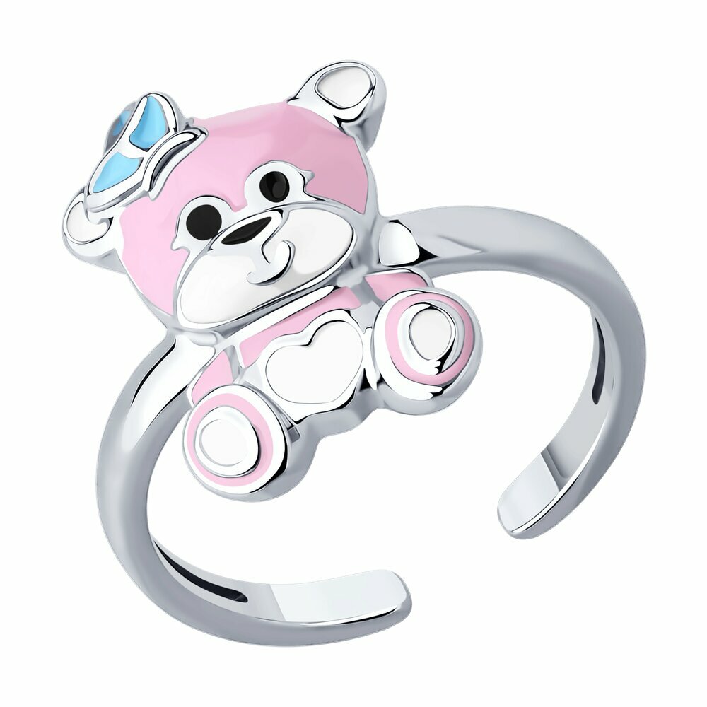 Кольцо, серебро, 925 проба, родирование, эмаль