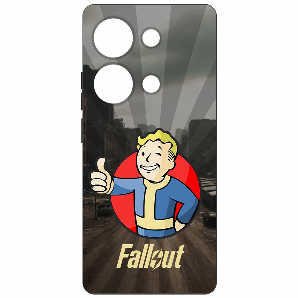 Чехол-накладка Krutoff Soft Case Фоллаут (Fallout) - Волт-бой для Xiaomi Poco M6 Pro 4G черный