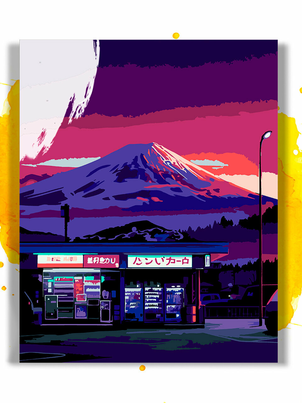 Картина по номерам на холсте Фудзи ночью Арт, 40 х 50 см