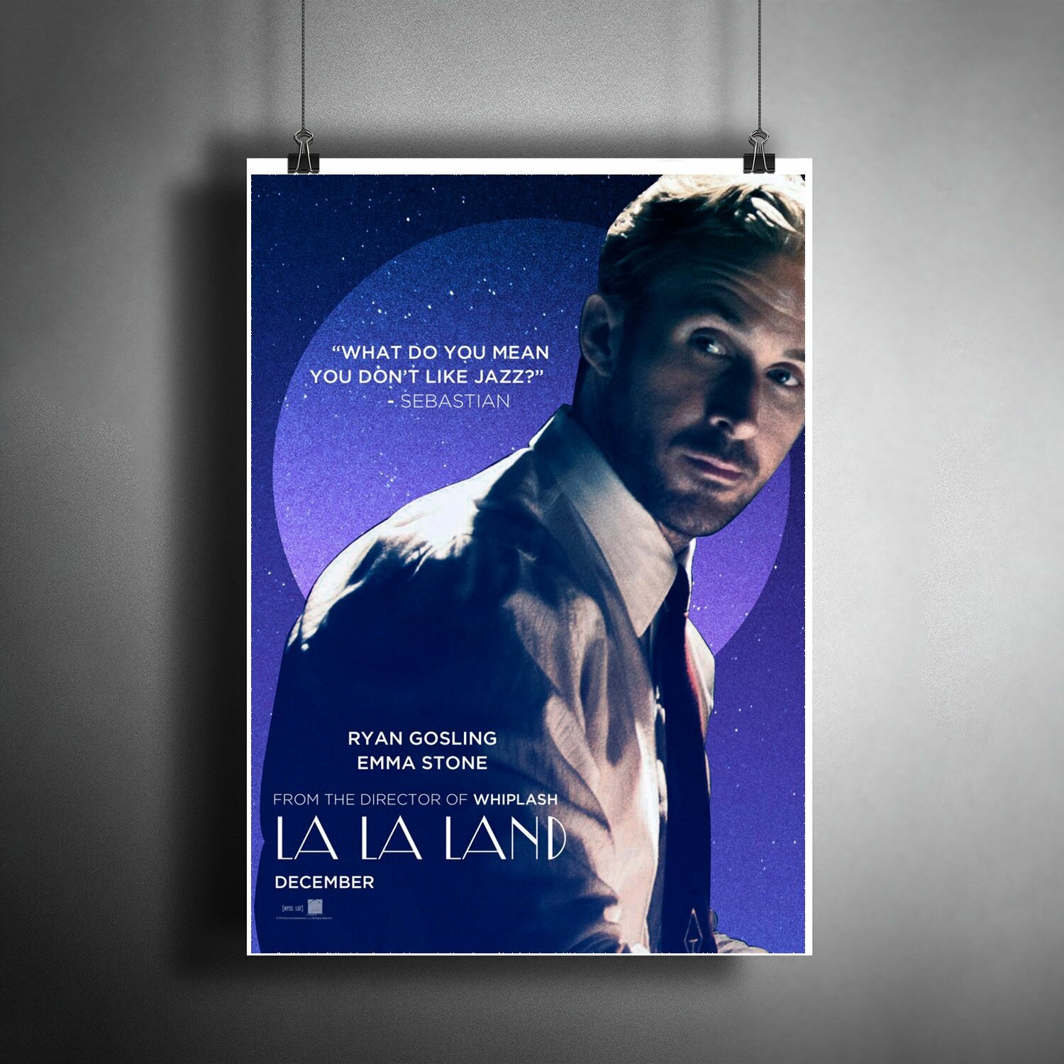 Постер плакат для интерьера "Фильм: Ла-Ла Ленд. La La Land. Райан Гослинг, Эмма Стоун"/ Декор дома, офиса, комнаты A3 (297 x 420 мм)