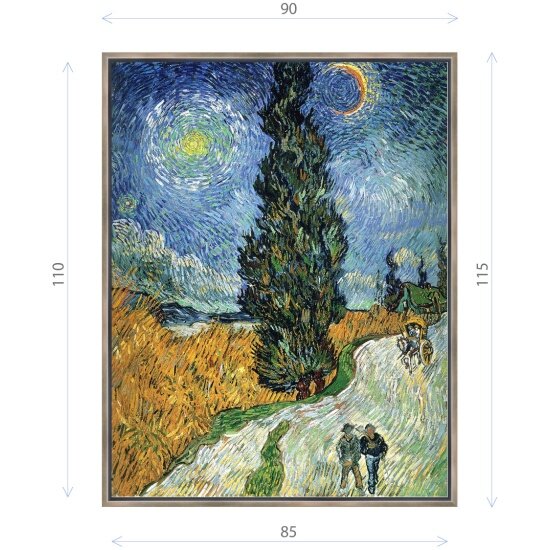 Картина Декор Депо Винсента Ван Гога Дорога с кипарисом под звездой Матовый холст в раме 115х90 см