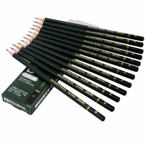 Карандаш деревянный Deli 9B без ластика, длина 17,6 см 12 штук