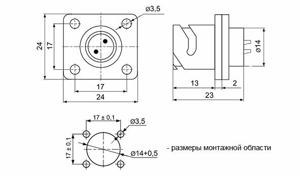 Разъем байонетный FQ14-2pin ZJ, ?14 мм, 10 А