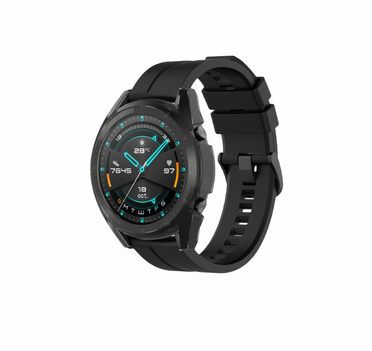 Защитный бампер-чехол из тончайшего и прочного силикона MyPads для Honor Watch Magic 2 46mm противоударный черный