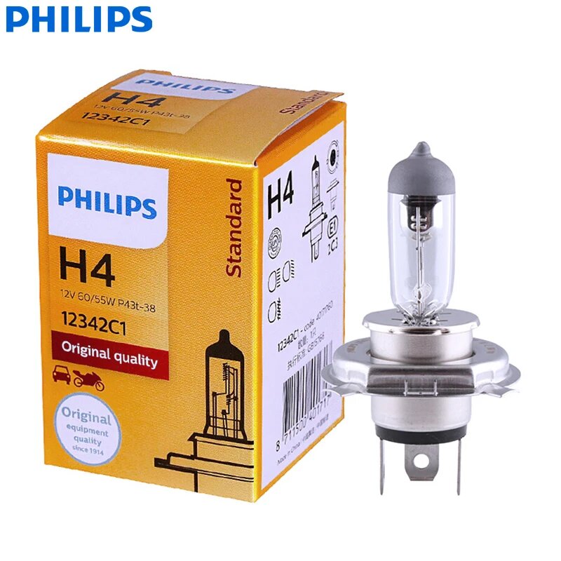 Philips Vision H4 12 В 60/55 Вт P43t 12342C1 +30% более яркий оригинальный свет Автомобильная галогенная фара OEM Автоматический дальний ближний свет (один)