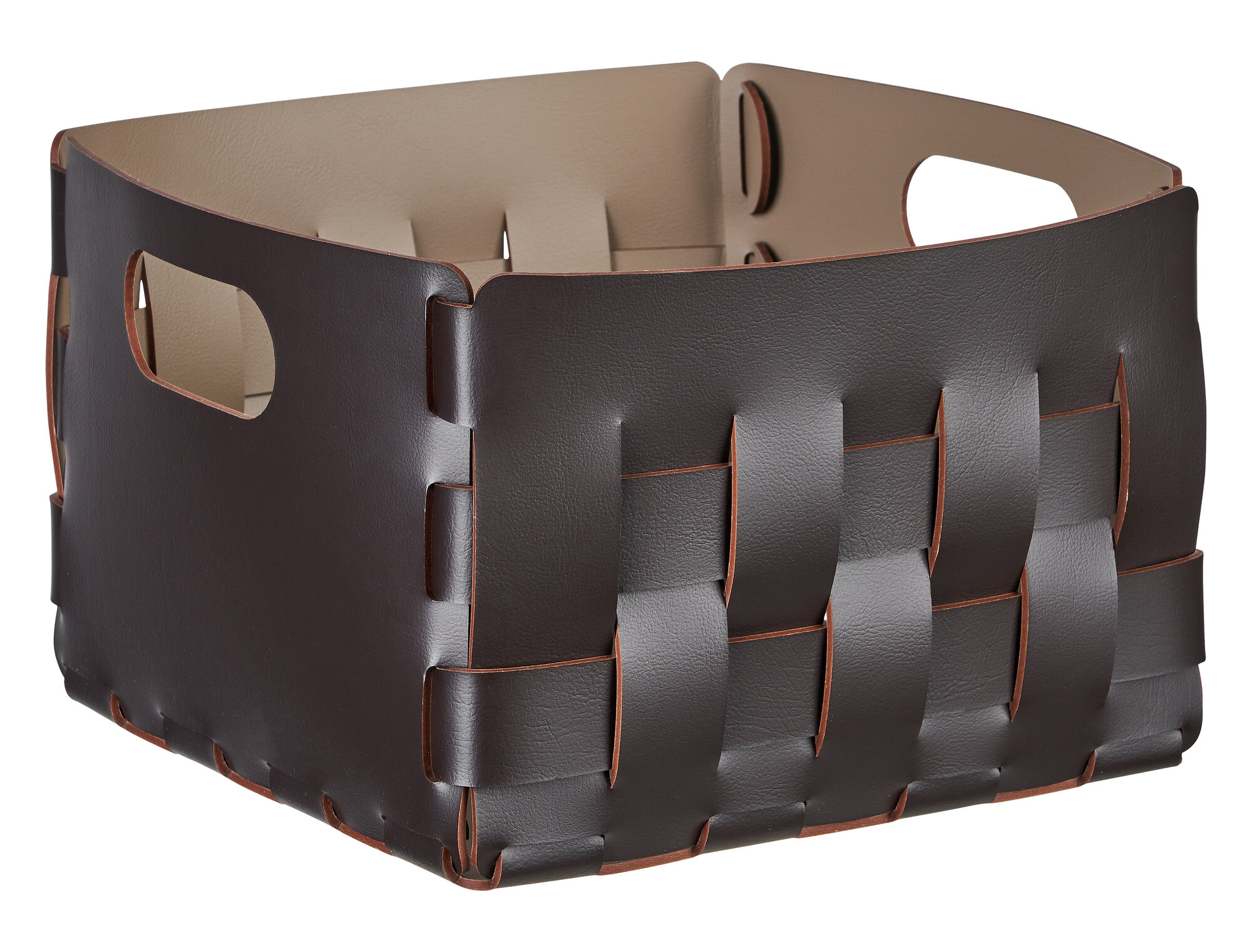 Корзина Bottega 25х25хН20 из натуральной кожи, цвет: шоколад