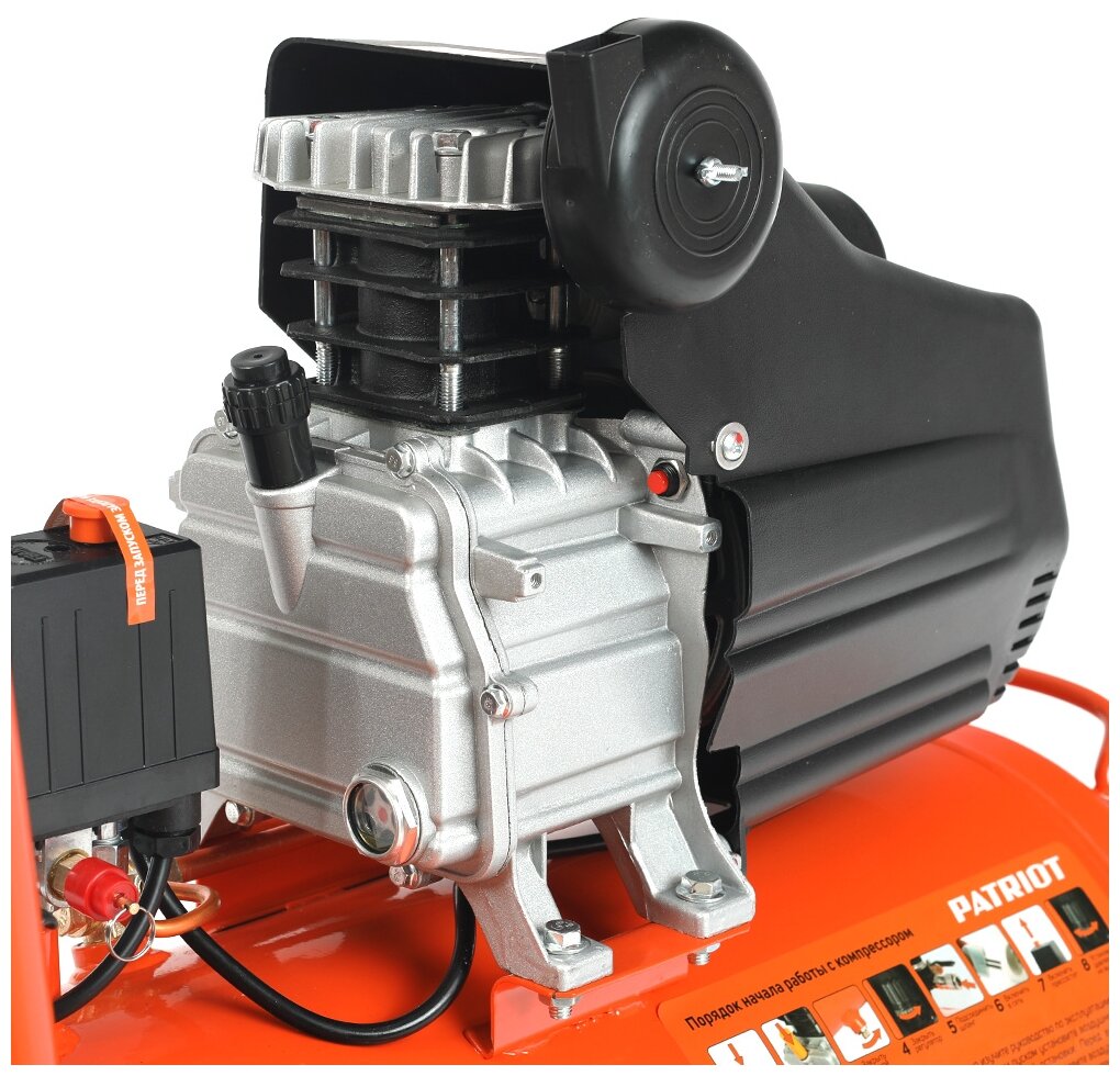 Компрессор PATRIOT "EURO", поршневой, масляный, коаксиальный, электрический, 8 бар, 2,45 л/с, 25,6 кг