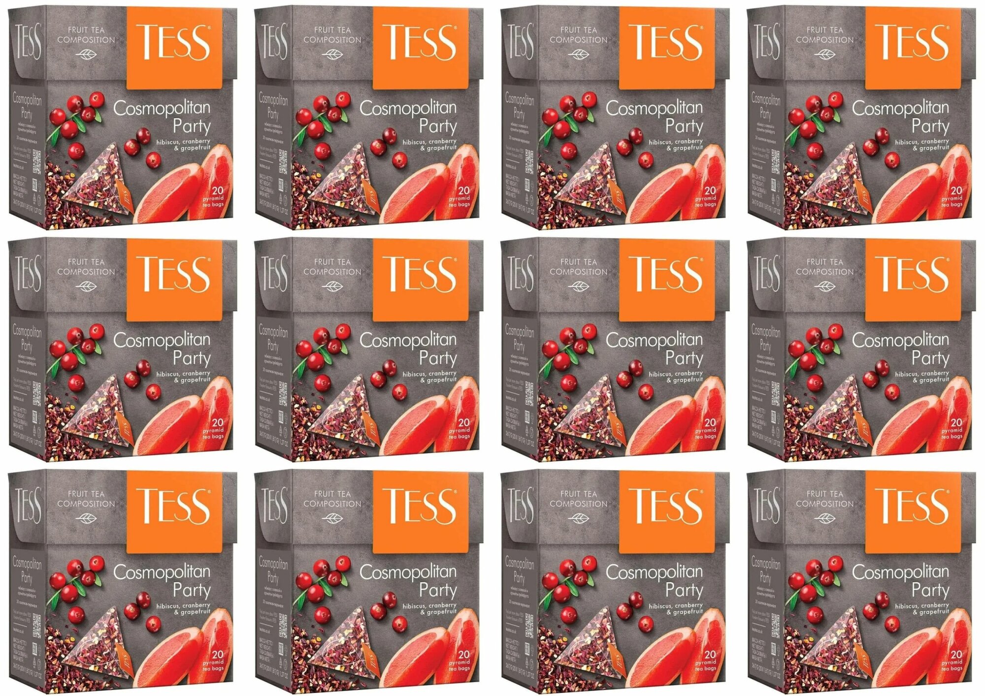 Tess Чайный напиток Cosmopolitan Party, в пирамидках, 2 г х 20 шт, 12 уп