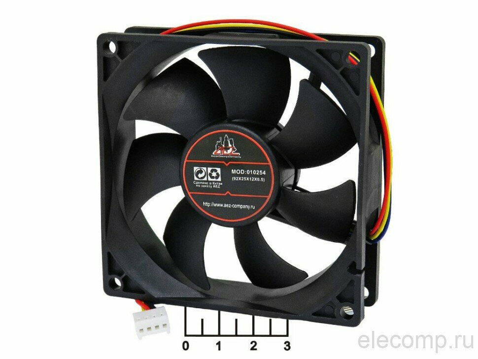 Вентилятор 12V 0.5A 92*92*25мм 010254 (92*25*12*0.5) (4pin)