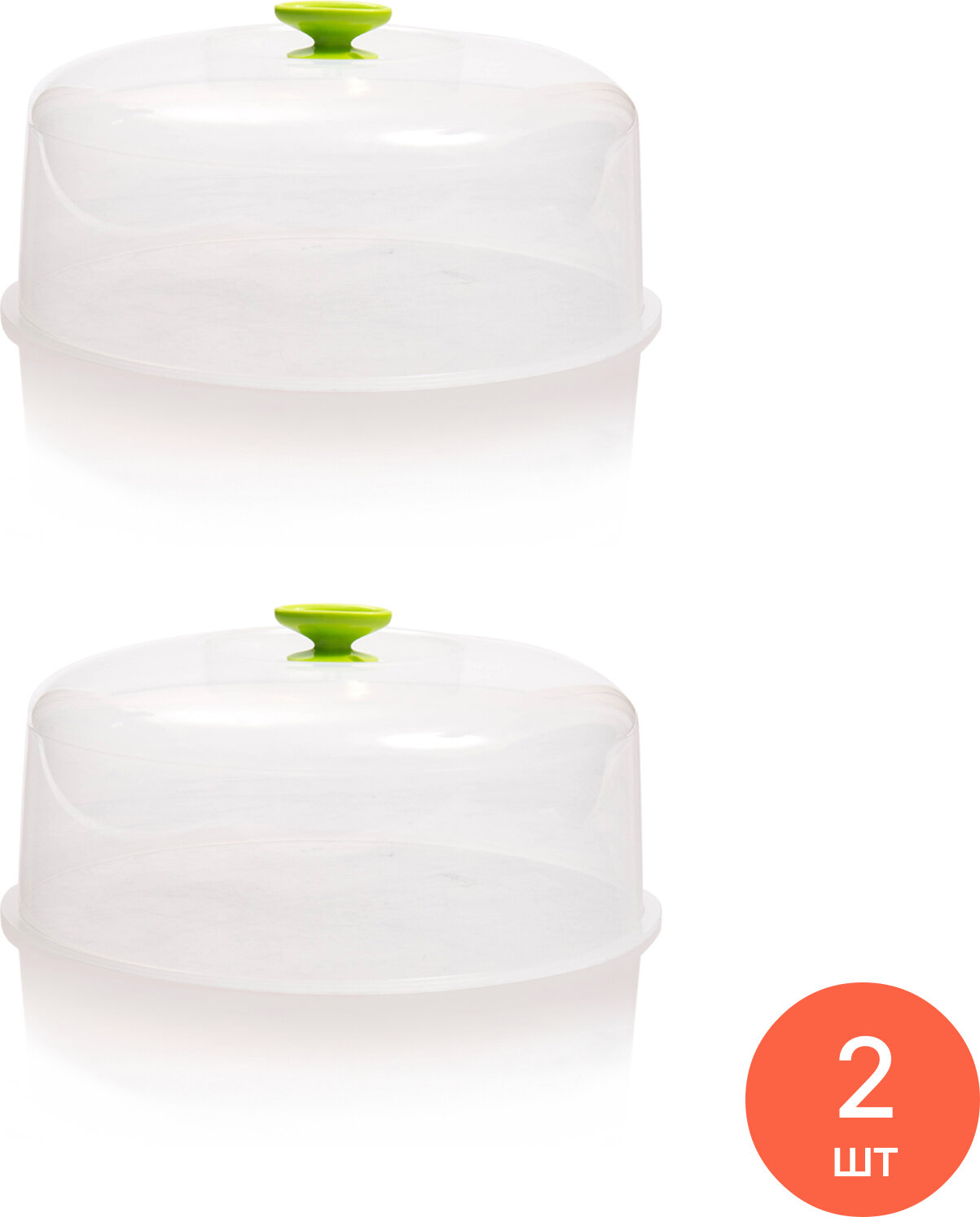 Крышка для свч Полимербыт с паровыпускным отверстием, из полипропилена, прозрачная, диаметр 270мм / кухонные принадлежности (комплект из 2 шт)