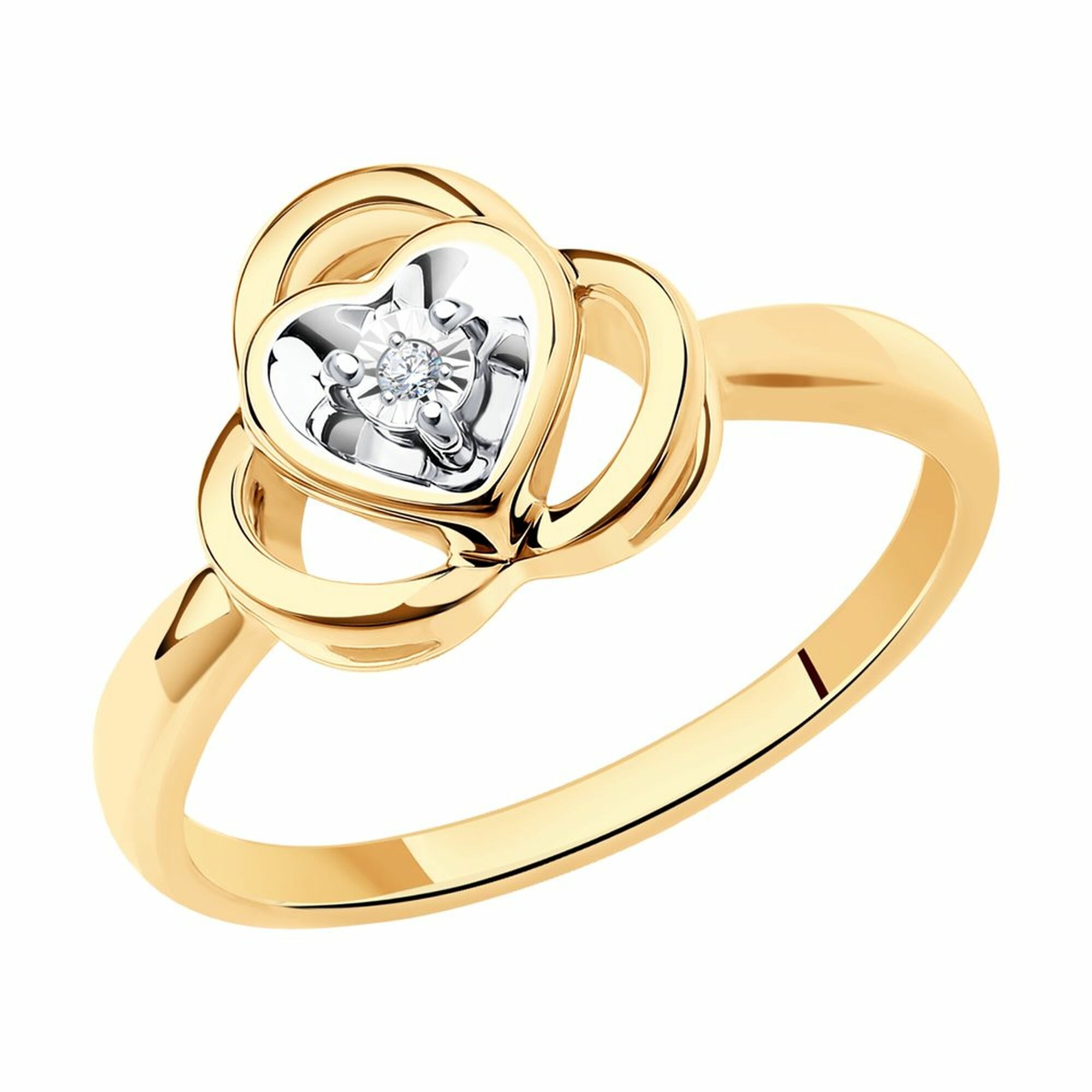 Кольцо, красное золото, 585 проба, бриллиант