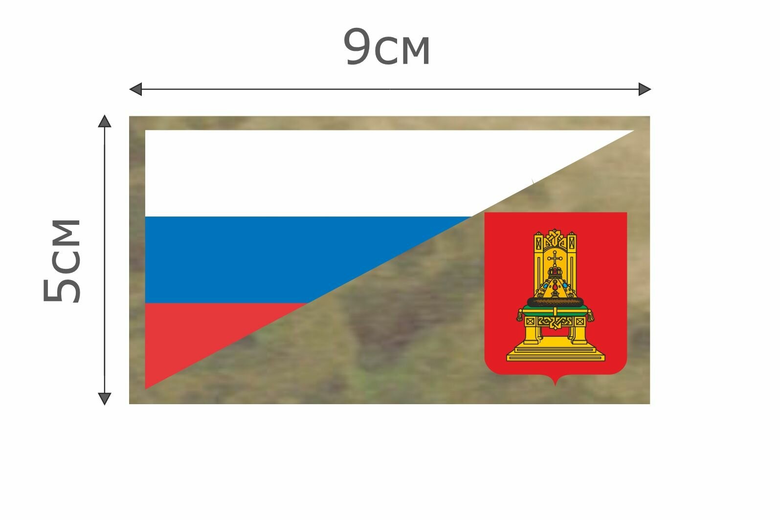 Ф069МОХ Нашивка , патч (шеврон) МОХ Флаг РФ Тверская область 5*9 см