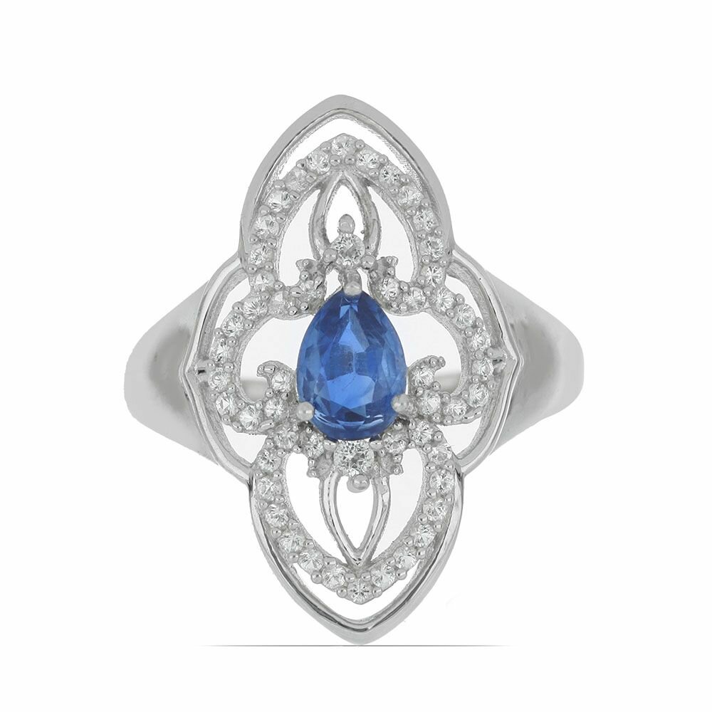 Кольцо, серебро, 925 проба, родирование, топаз, кианит