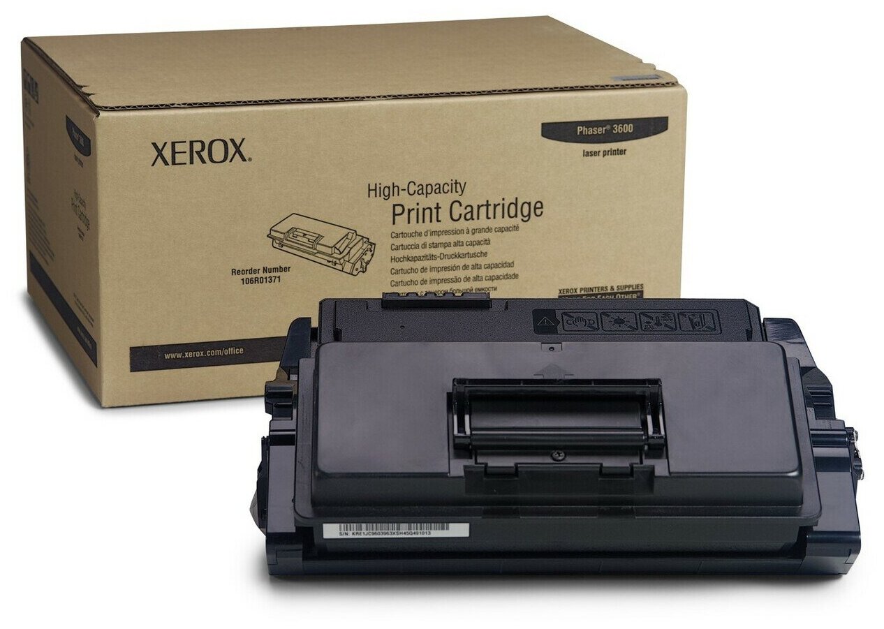 Тонер-картридж Xerox 106R01372, для Xerox Phaser, 3600 и др, 20 тыс. стр, черный