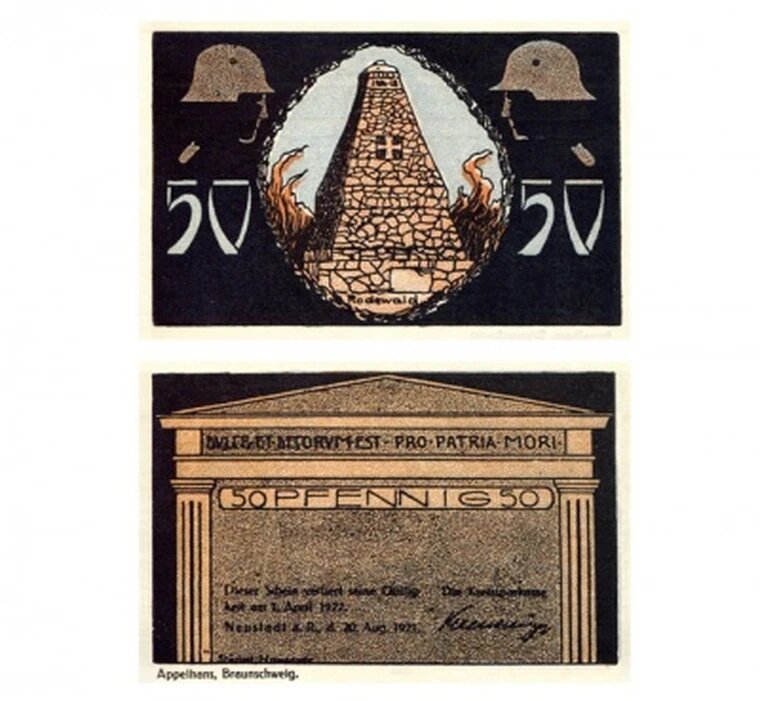 50 пфеннигов 1922 Германия, Нойштадт-ам-Рюбенберге, сувенирная копия, банкноты и купюры редкие коллекционные