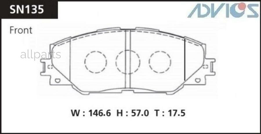 ADVICS SN135 Колодки тормозные дисковые