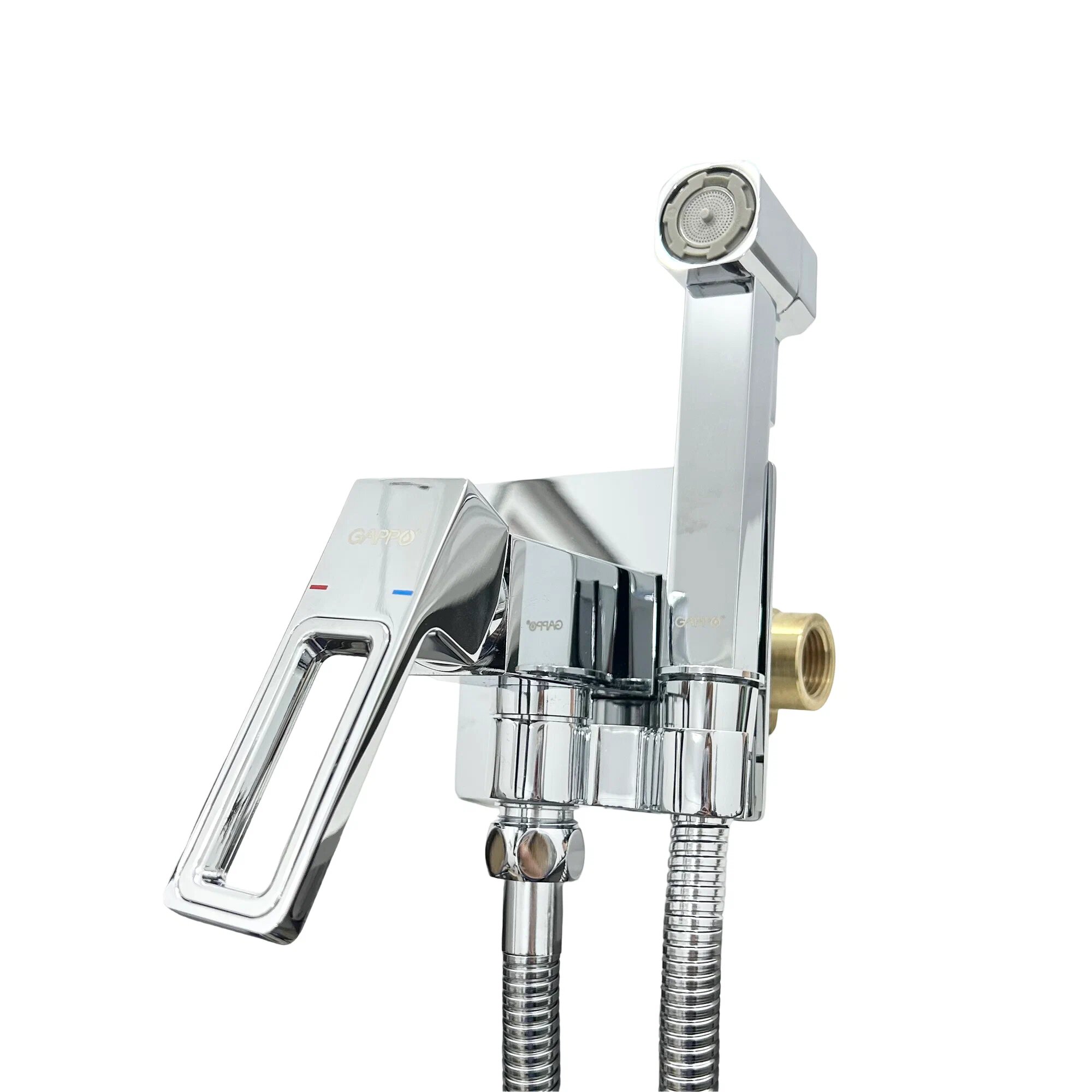 Смеситель встраиваемый с гигиеническим душем Gappo G7217-1, латунь, хром